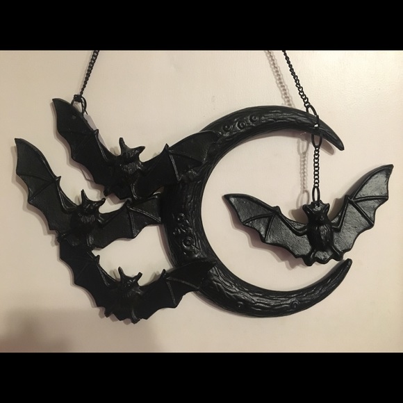haunted manor | Holiday | Halloween Huge Black Metal Vampire Bats Moon Wall Hanging | Poshmark